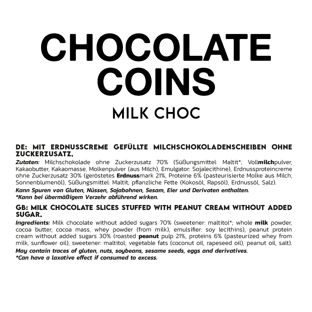 Inlead Chocolate Coins Milk Choc | Vegane Schokolade ohne Zucker, 0,99